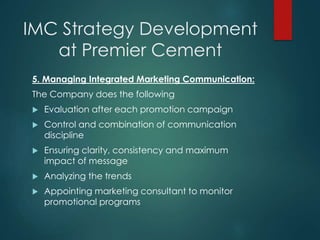 New IMC Strategy Of Premier Cement | PPTX
