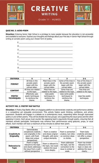 IM Creative Writing - Grade 11 [Midterms] | PDF