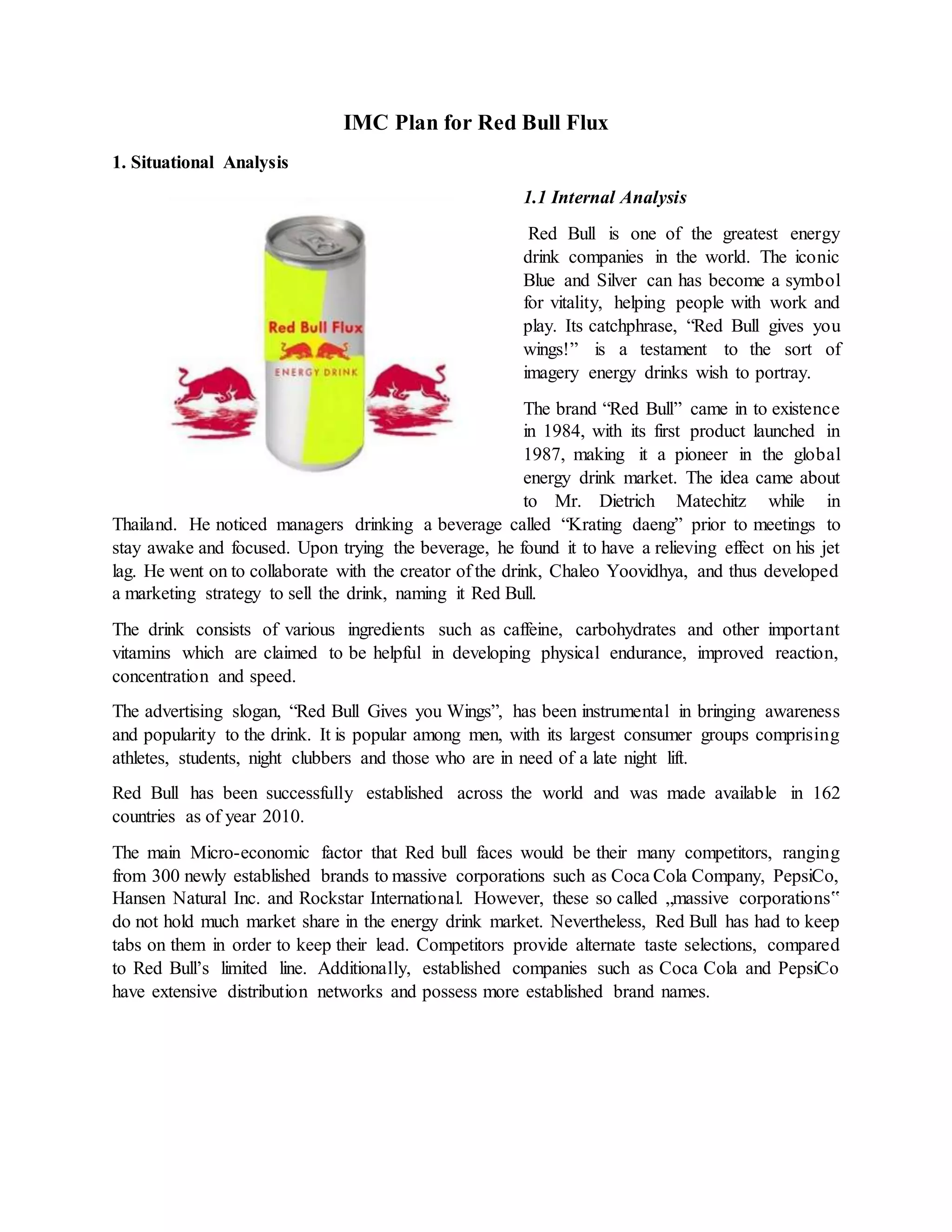Integrated marketing communication plan for Red Bull Flux | DOCX