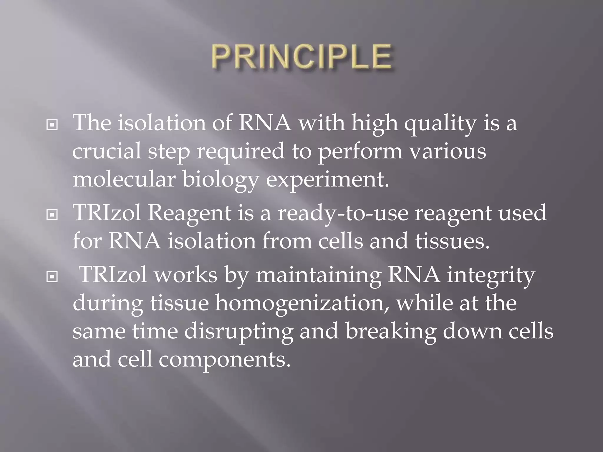 RNA ISOLATION AND cDNA PREPARATION | PPTX