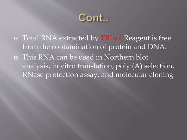 RNA ISOLATION AND cDNA PREPARATION | PPTX