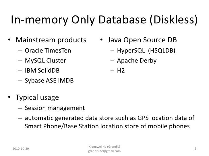In-memory Database and MySQL Cluster
