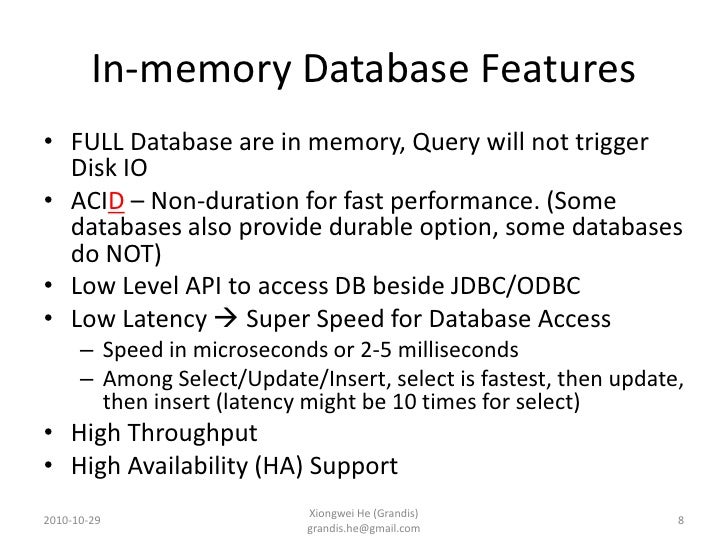 In-memory Database and MySQL Cluster