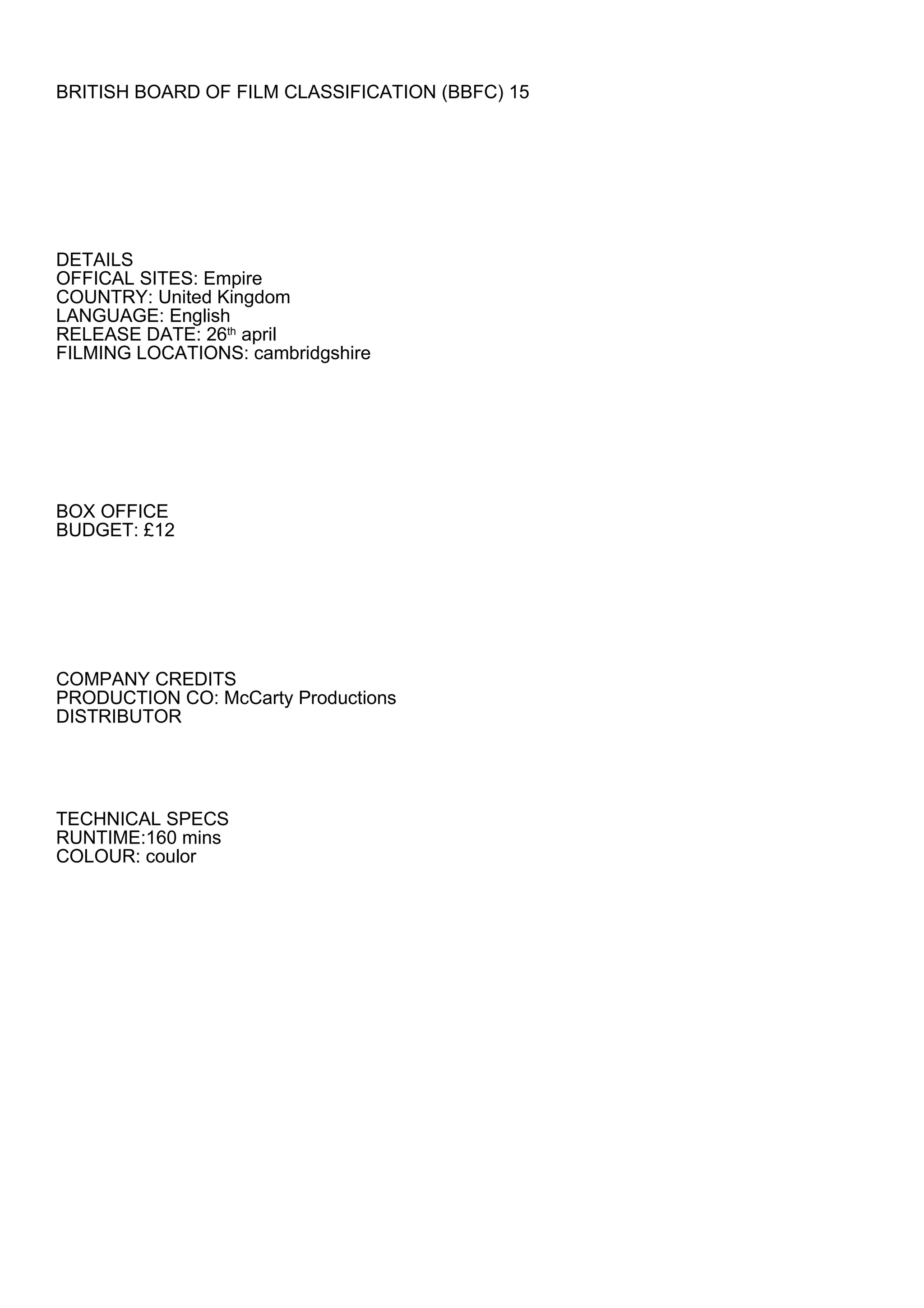 Imdb blank template | DOC