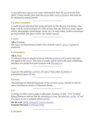 IMDB Movie Terminology Glossary | DOCX