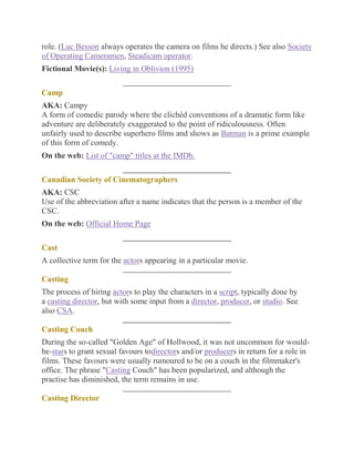 IMDB Movie Terminology Glossary | DOCX