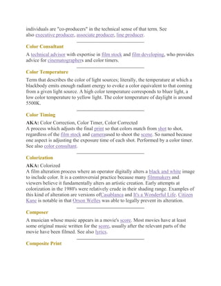 IMDB Movie Terminology Glossary | DOCX