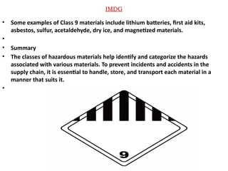 IMDG Code various classes intrduction.pptx