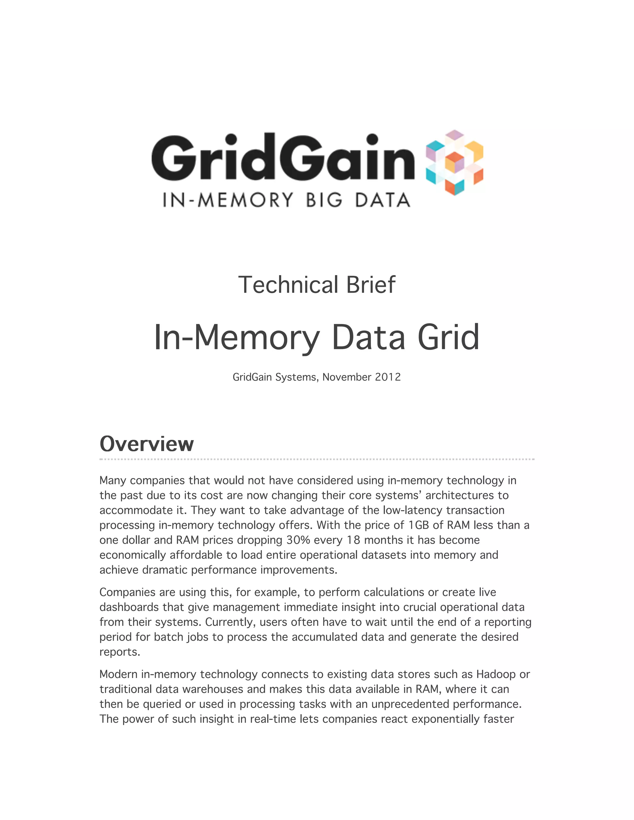 In-Memory Data Grids: Explained... | PDF