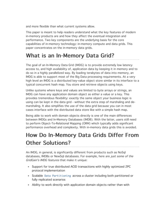 In-Memory Data Grids: Explained... | PDF