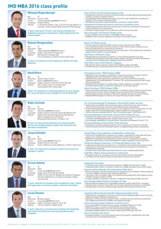 IMD MBA Class Profiles | PDF
