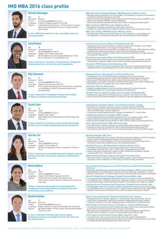 IMD MBA Class Profiles | PDF