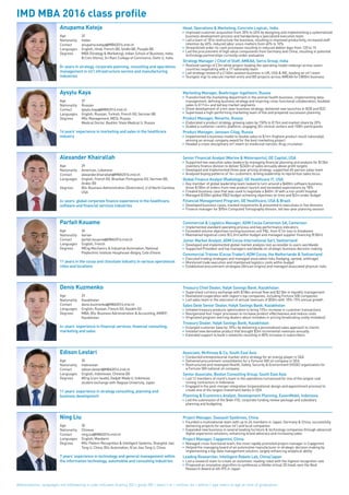 IMD MBA Class Profiles | PDF