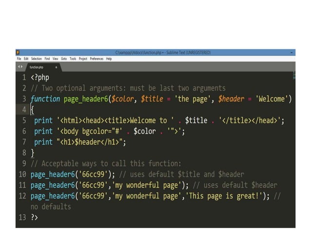 Functions in php | PPTX