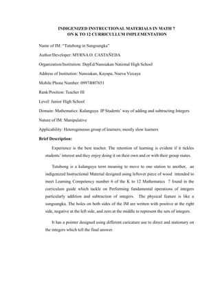 Instructional Materials in math 7 | PDF