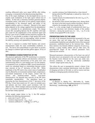 Application of pulse wave analysis in a personal health monitoring ...