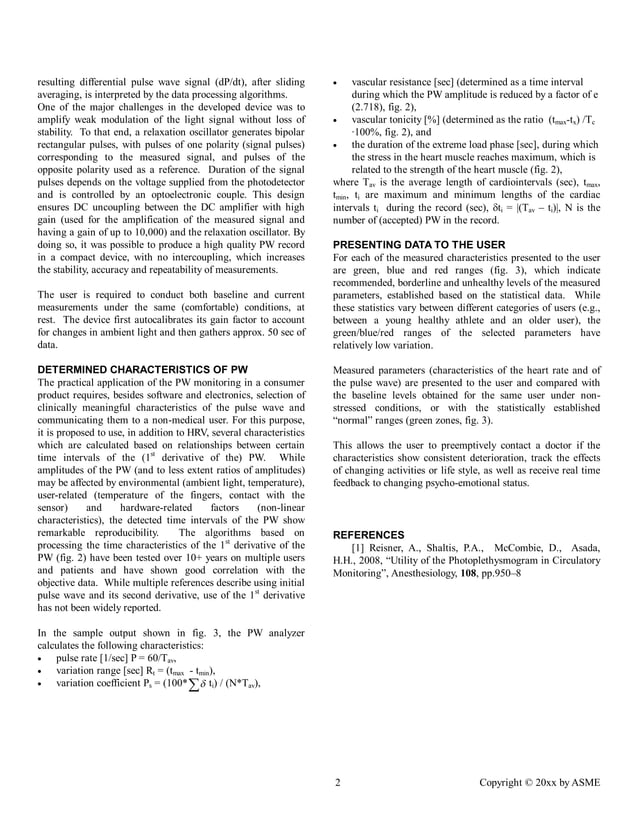 Application of pulse wave analysis in a personal health monitoring ...