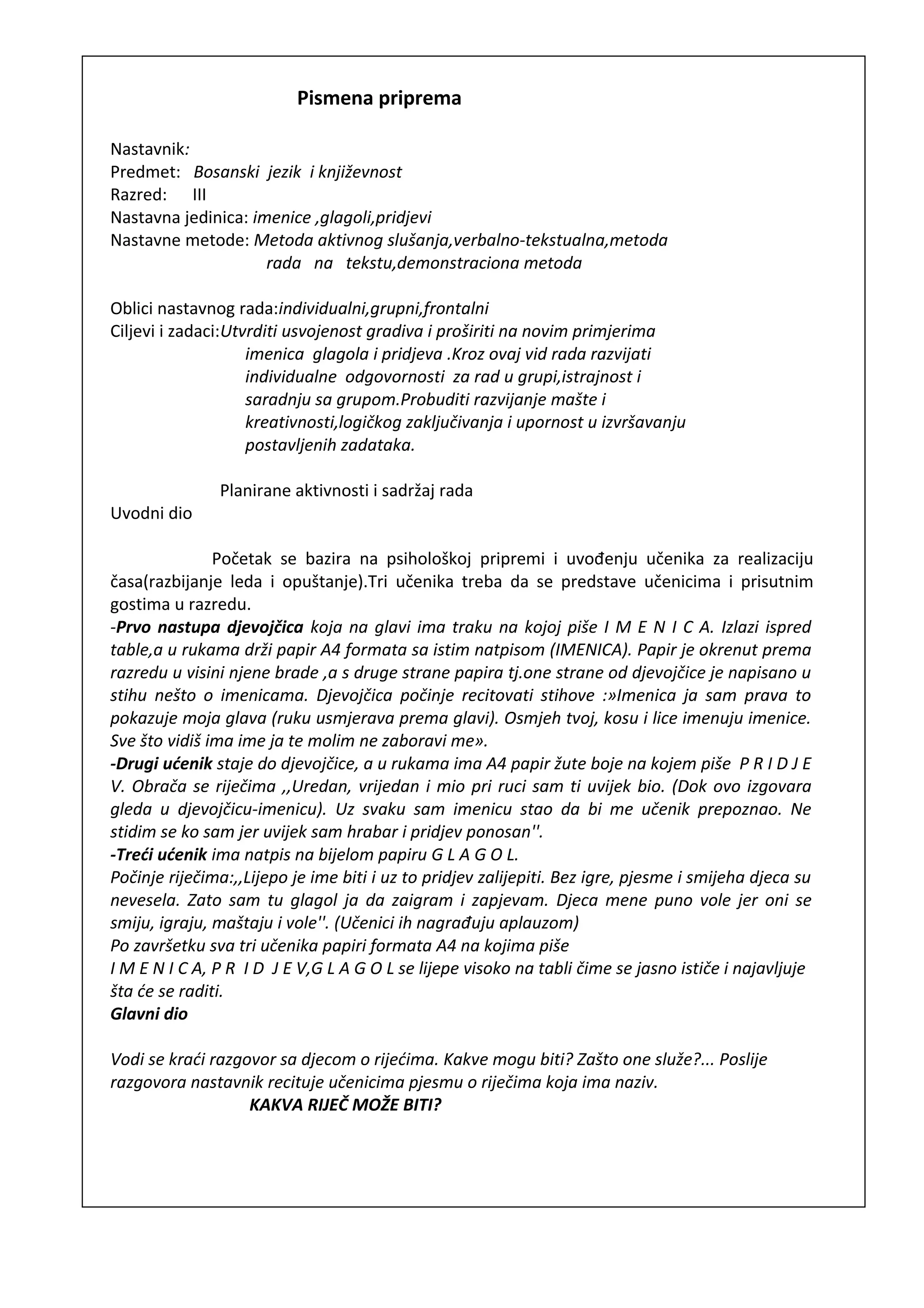 Imenice,glagoli,pridjevi | DOC