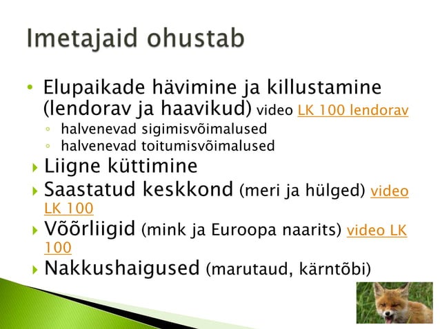 Imetajate tähtsus ja kaitse | PPTX