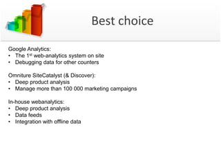 Google Analytics vs Omniture SiteCatalyst vs In-ouse Webanalytics at iMetrics | PDF