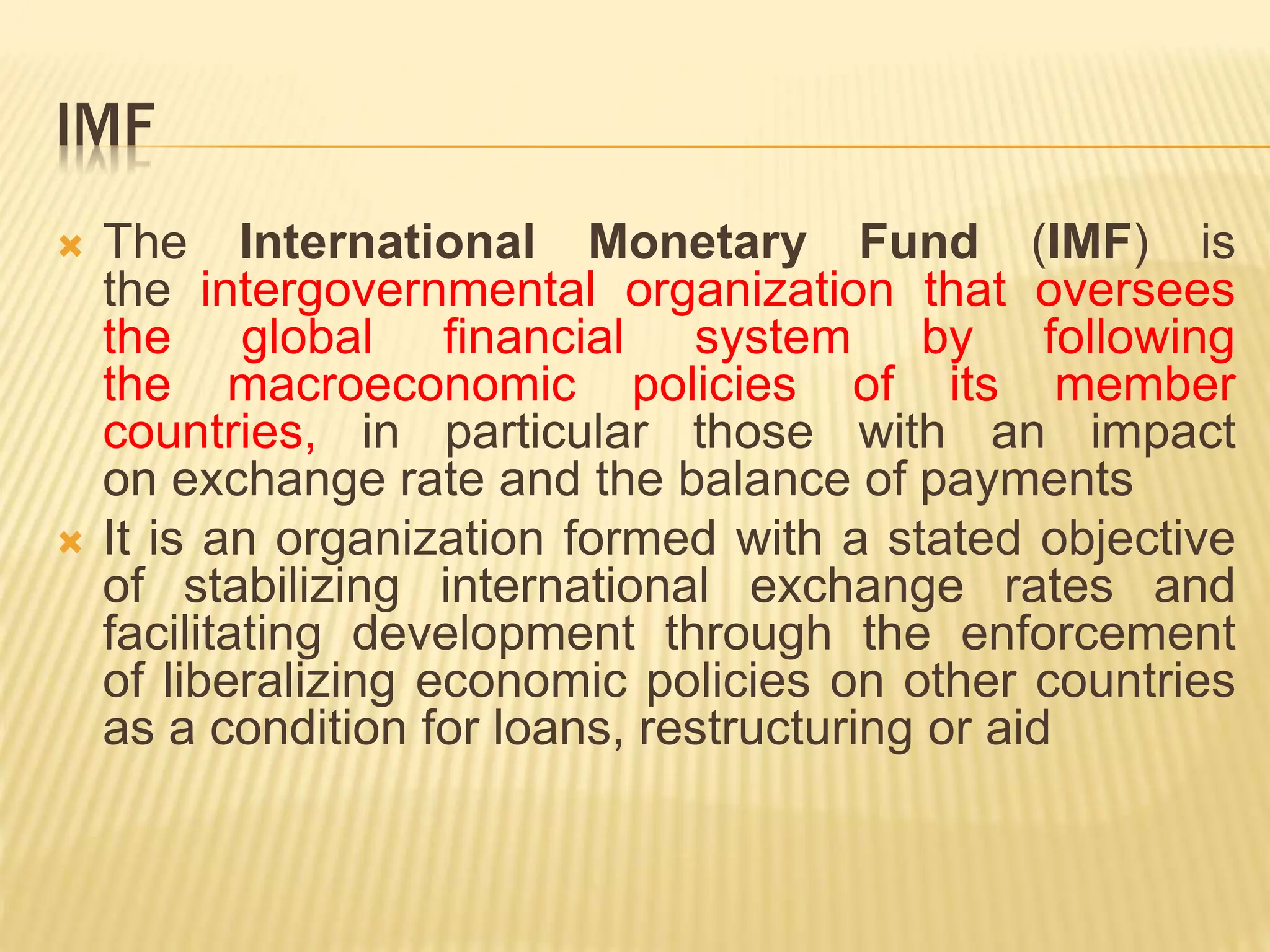 THE ROLE OF IMF (INTERNATIONAL MONETORY FUND) PAKISTANI ECONOMY? | PPTX