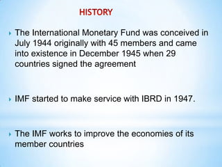 INTERNATIONAL MONITORY FUND, WORLD BANK-INTERNATIONAL TRADE ...