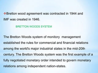 INTERNATIONAL MONITORY FUND, WORLD BANK-INTERNATIONAL TRADE ...