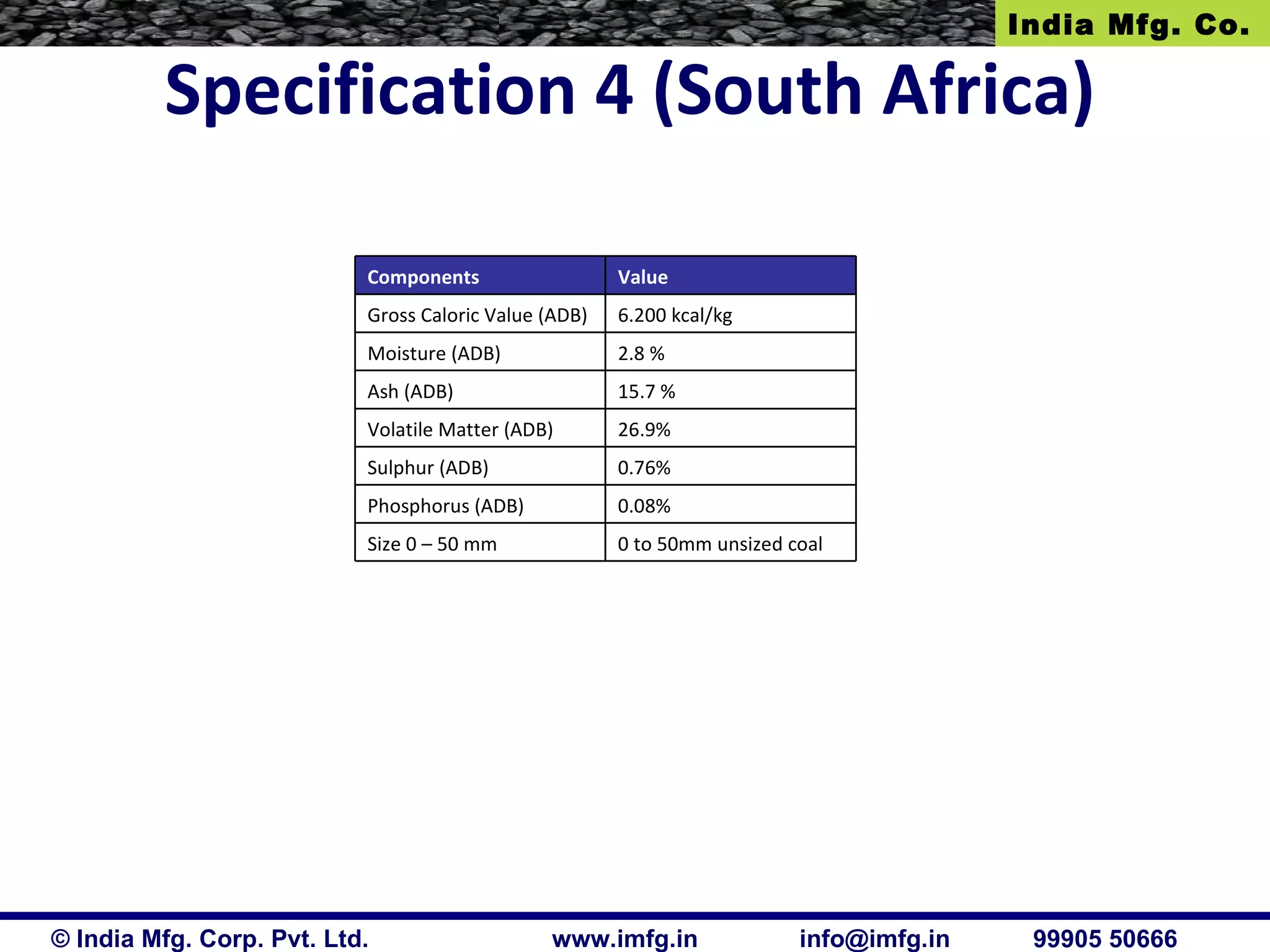 Imfg imported coal-specifications-south africa & indonesia | PPT