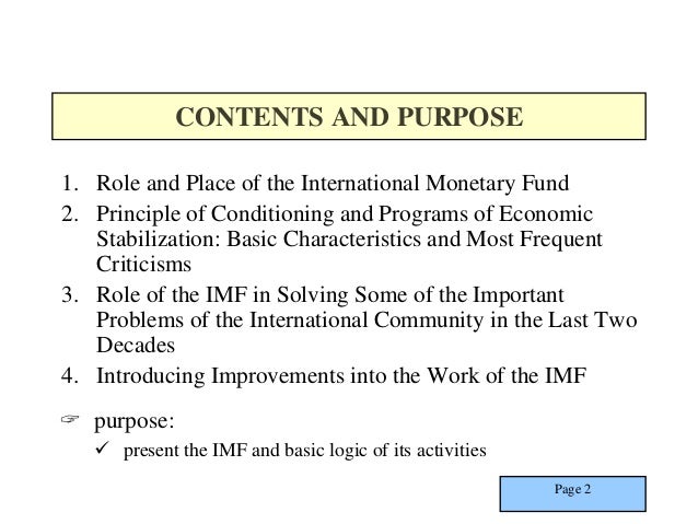 IMF Overview