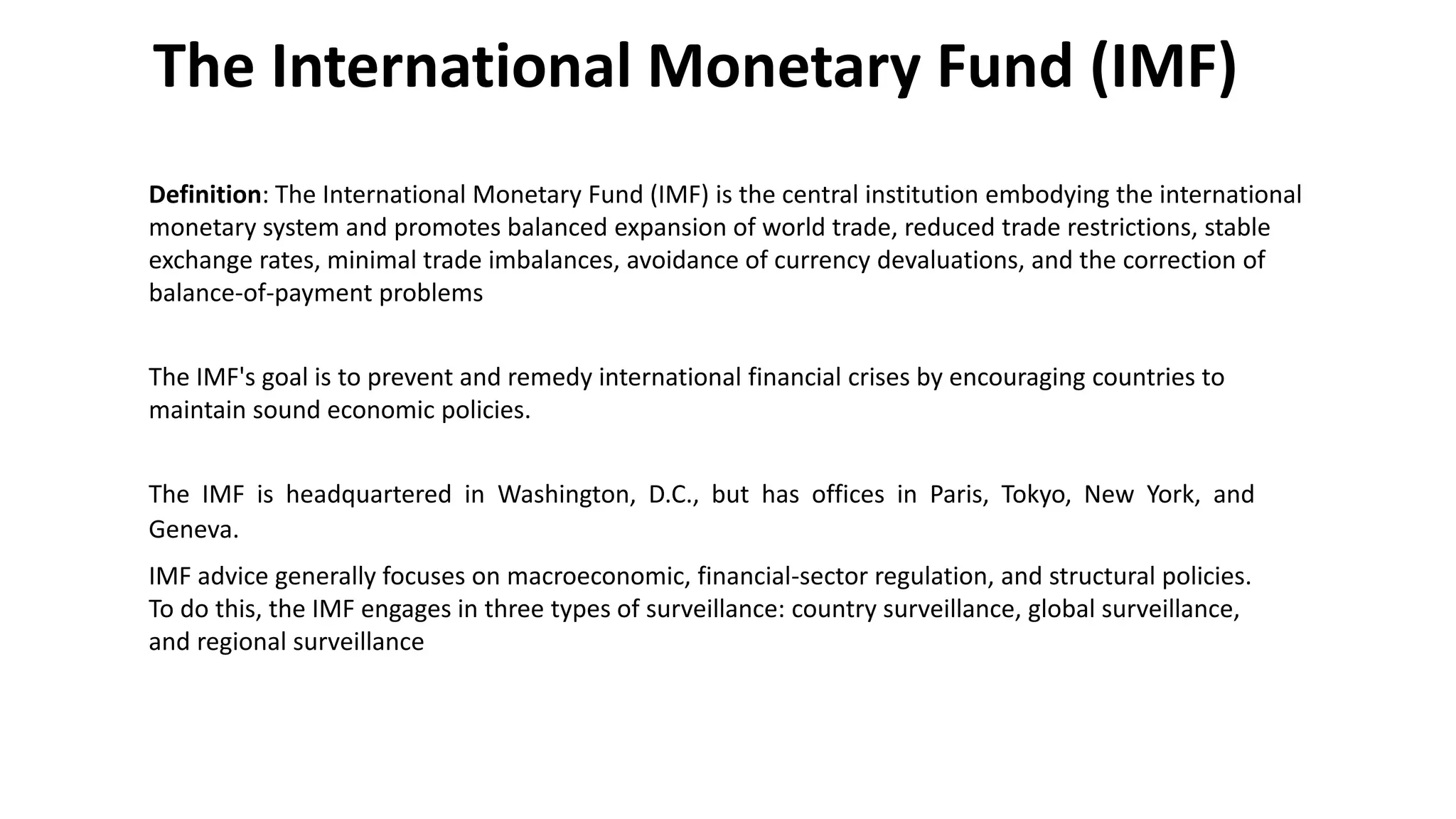The International Monetary Fund(IMF) presentation | PPT