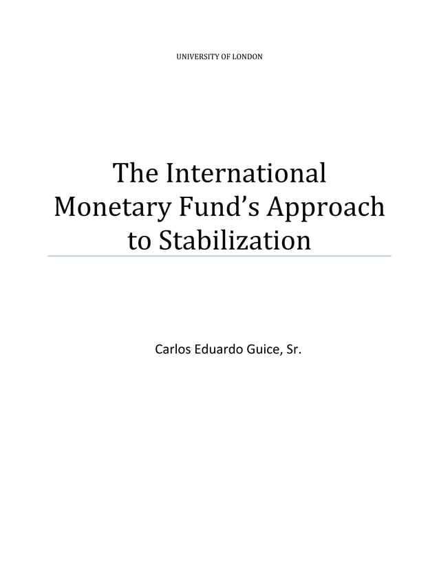 IMF Stabilization Policy | PDF