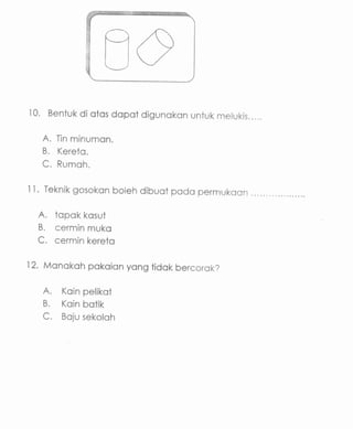 Soalan Latihan Dunia Seni Visual Tahun 2 | PDF