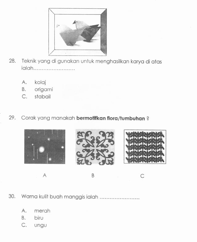 Soalan Latihan Dunia Seni Visual Tahun 2 | PDF