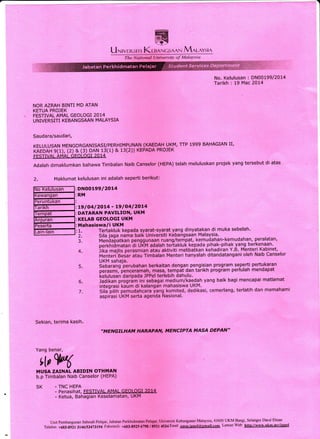 SURAT KELULUSAN JPPEL FESTIVAL AMAL GEOLOGI (DEPAN) | PDF | Free Download