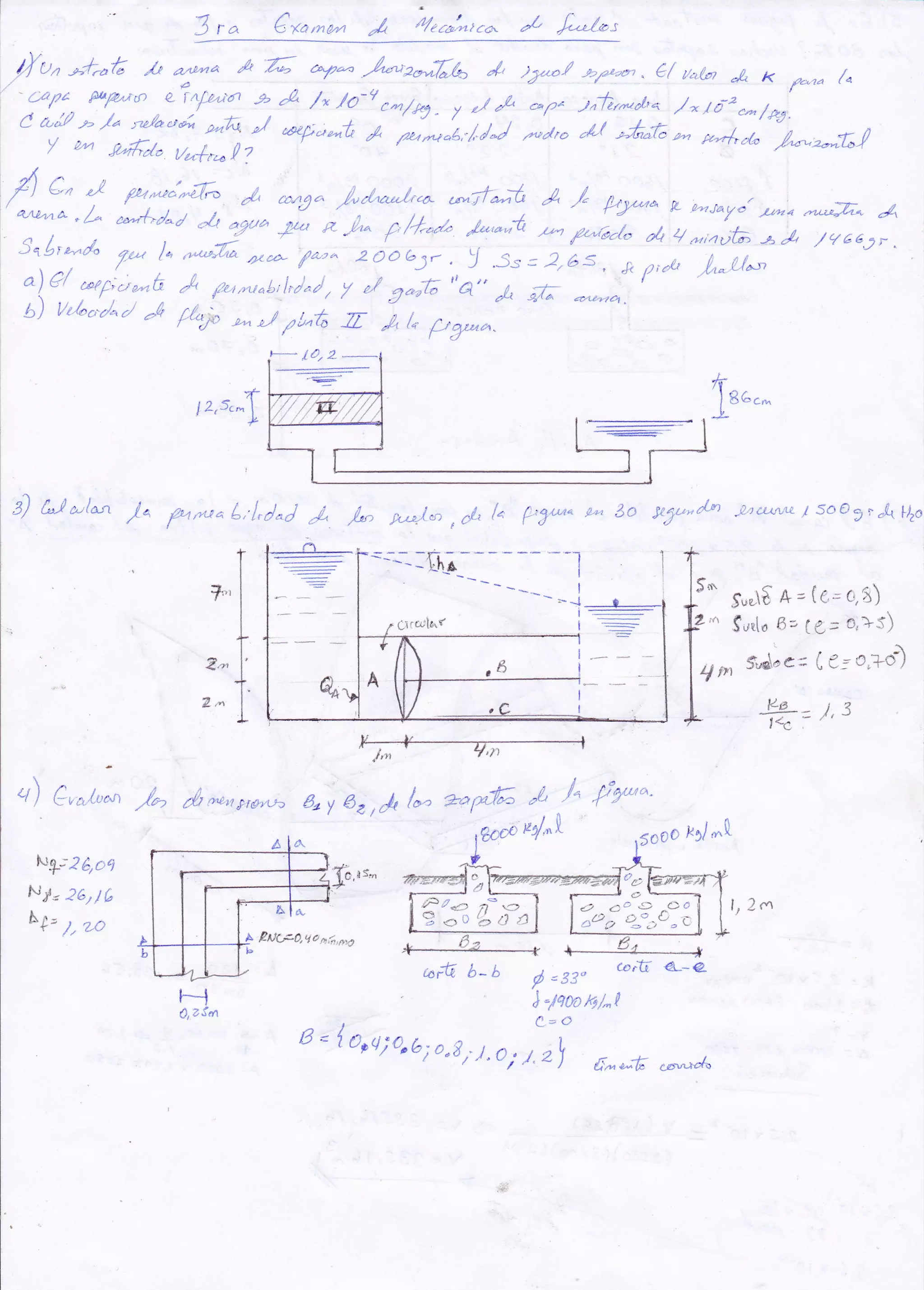 EXAMEN MECANICA DE SUELOS - 3RA UNIDAD - UNT | PDF