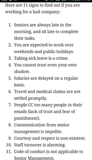 11 sign you are working in bac company | PDF