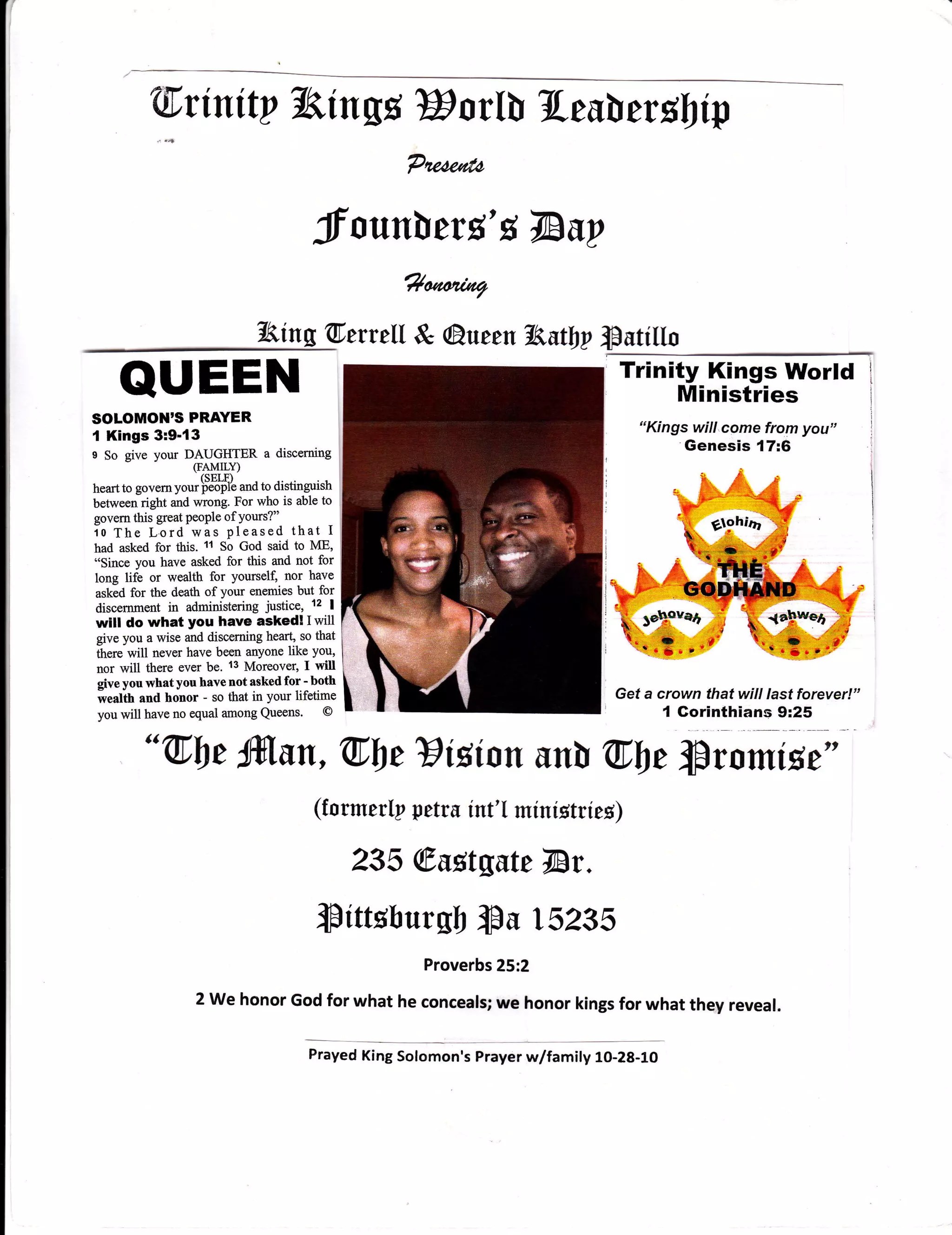 Trinity Kings World Leadership: King Terrell and his Queen, Kathryn ...