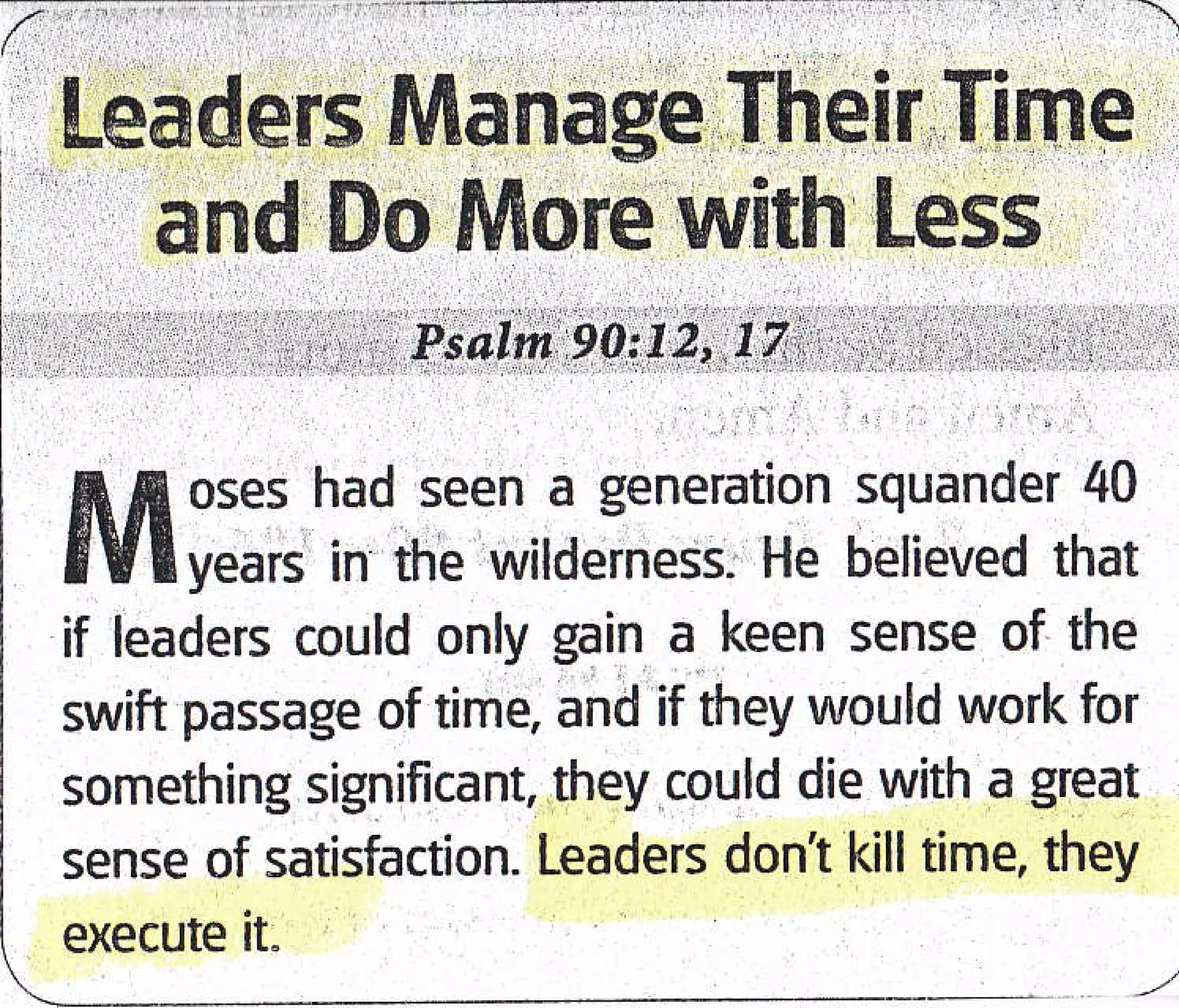 Trinity Kings World Leadership: Leaders Manage Their Time and Do More ...