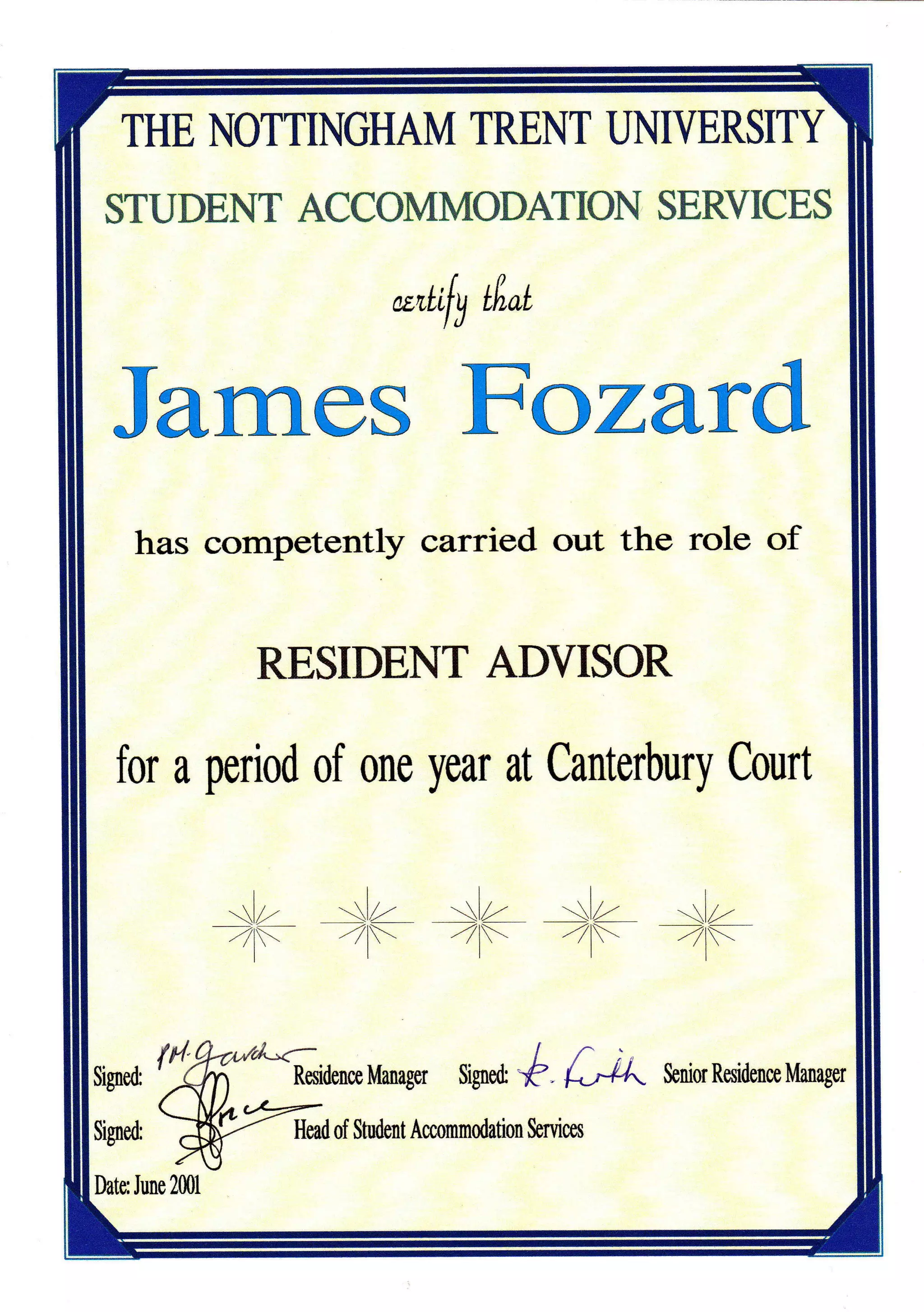 NTU Resident Advisor Certificate (01.06.01) | PDF
