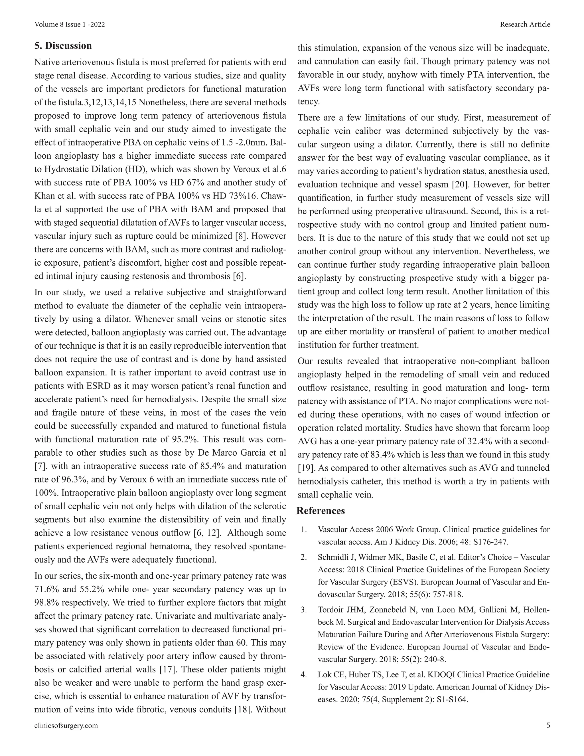 Intraoperative Plain Balloon Angioplasty to Augment Creation of ...