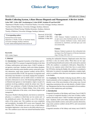 Double Collecting System, A Rare Disease Diagnosis and Management: A ...