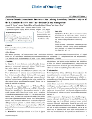 Uretero-Enteric Anastomosis Stricture after Urinary Diversion; Detailed ...