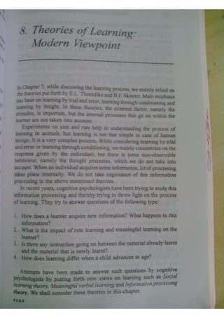 THEORIES OF LEARNING-Psychology of teaching (Textbook extract) | PDF