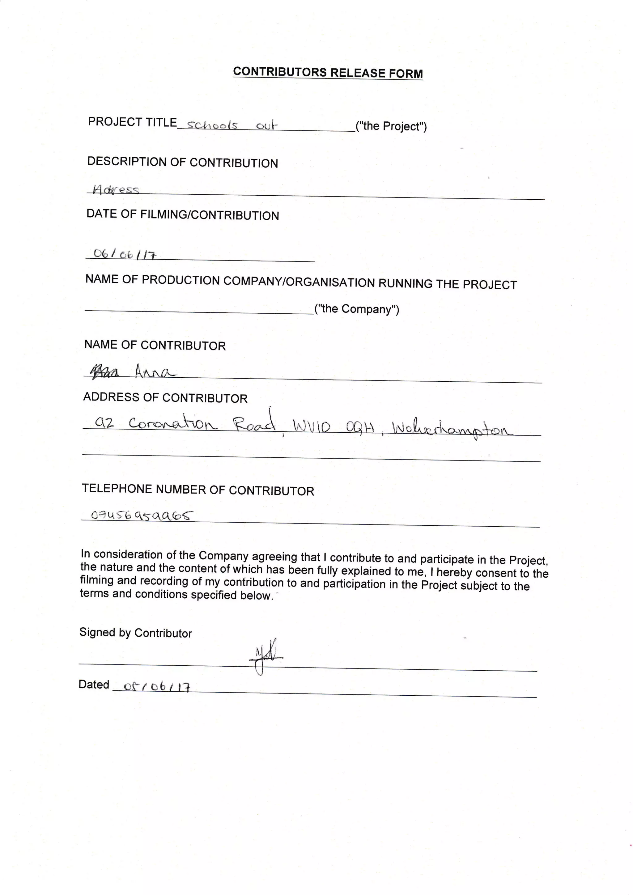 Contributor release forms | PDF