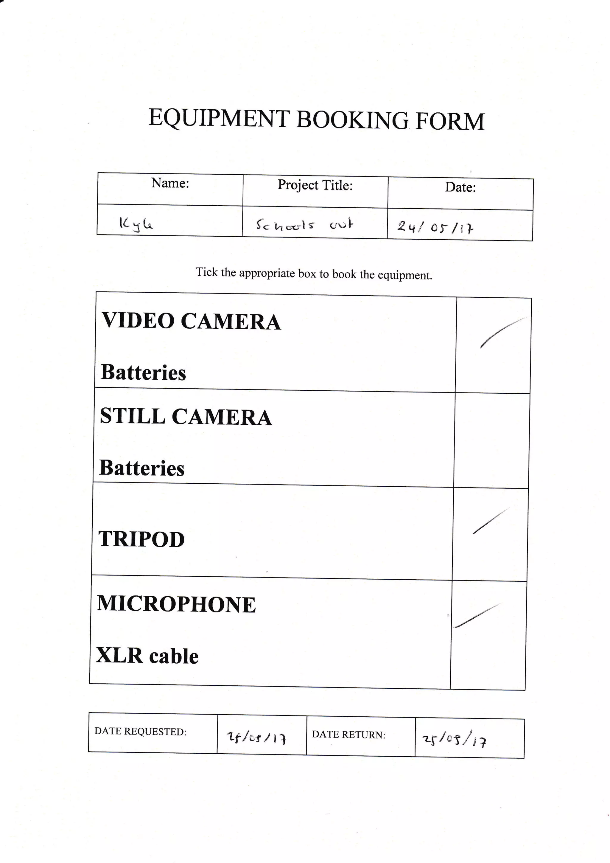 equipment booking | PDF
