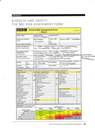 Health and Safety. Risk Assessment Form. | PDF