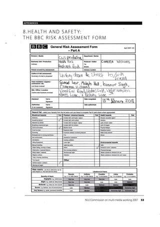 Risk Assessment, Call Sheets and Contributors Release Forms | PDF