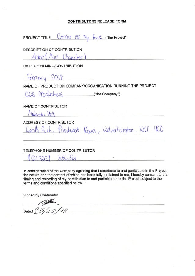 Risk Assessment, Call Sheets and Contributors Release Forms | PDF