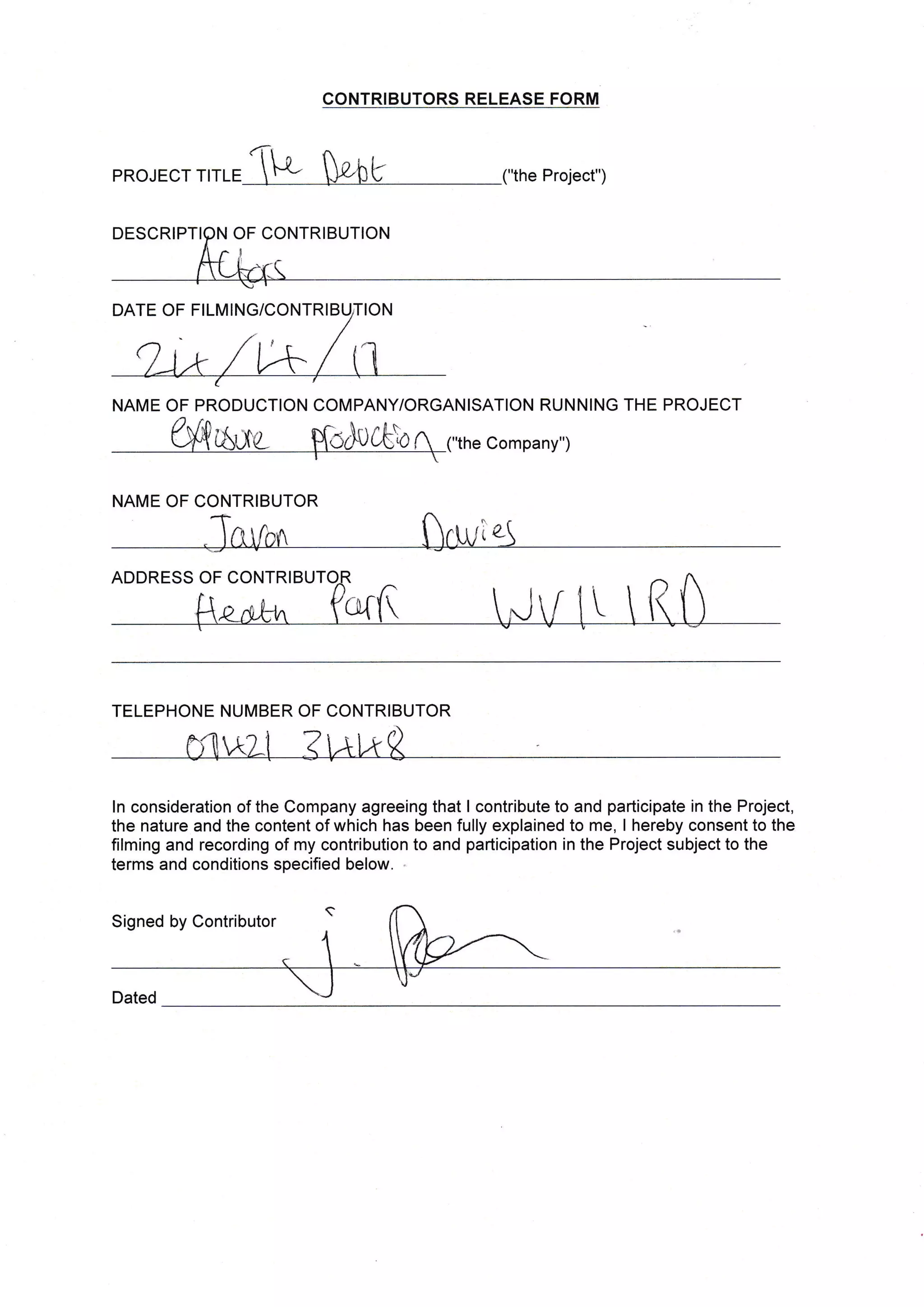 Contributor Release Form | PDF