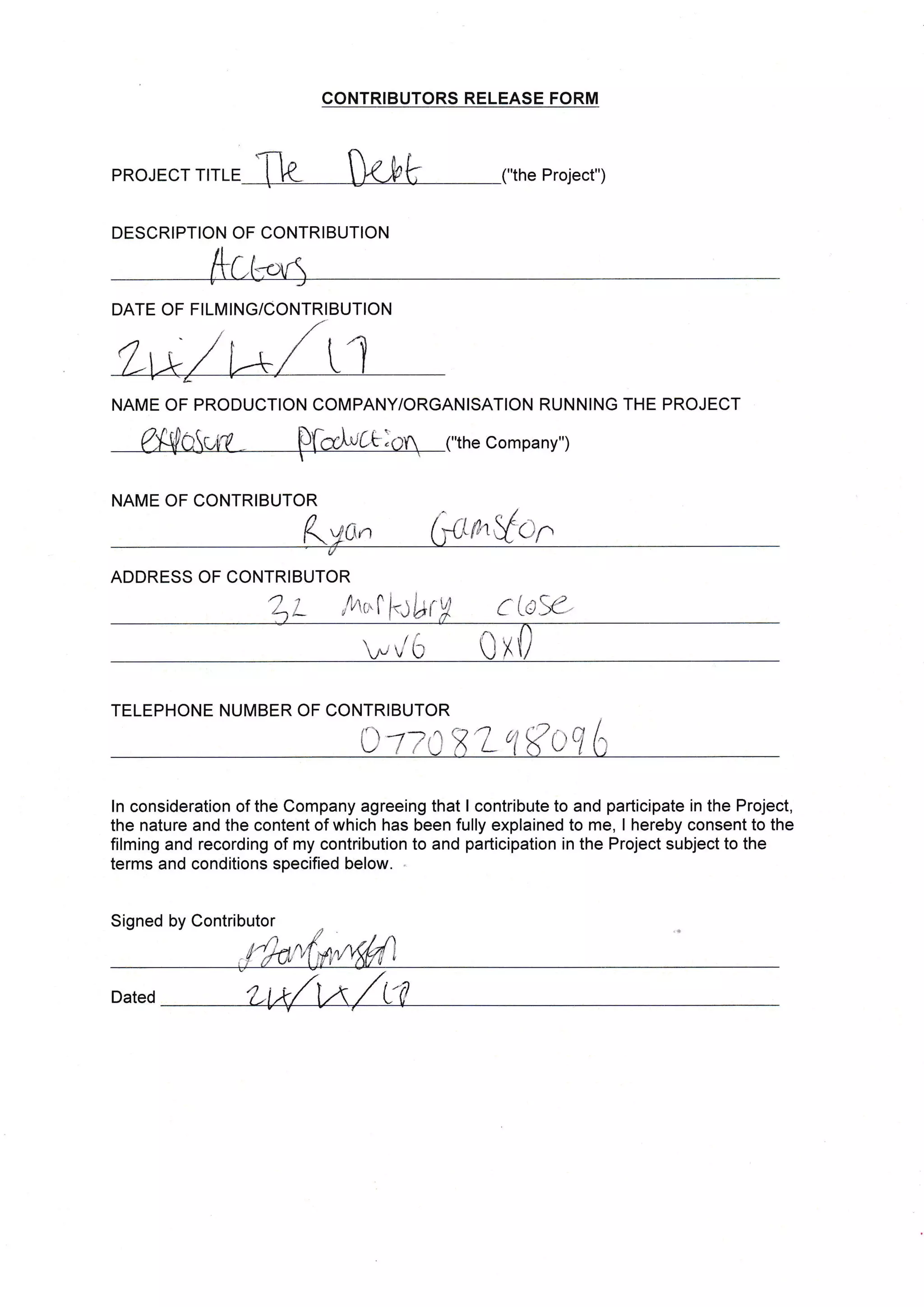 Contributor Release Form | PDF